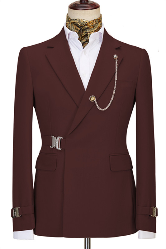 Connor Bespoke Burgundy Notched Lapel Prom Suits For Men