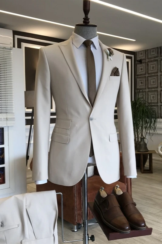 Harry Off White Peaked Lapel Two Pieces Simple Prom Suits