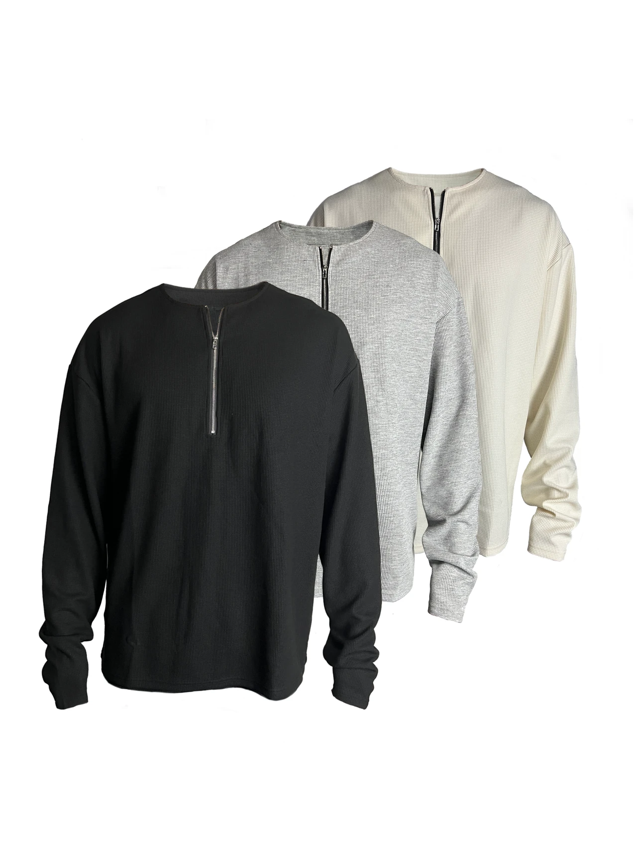WAFFLE HALF-ZIP LONG SLEEVE