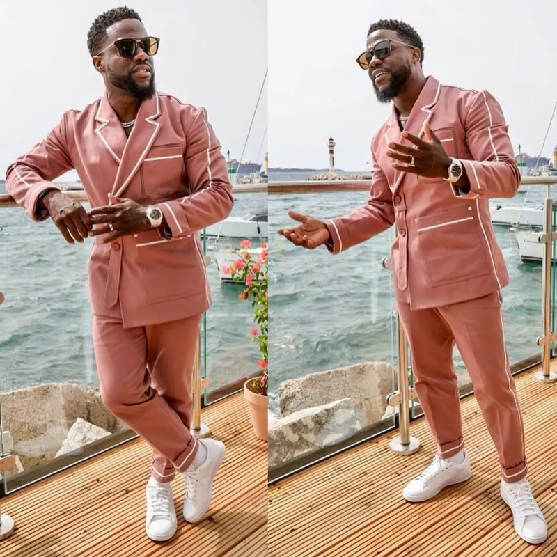 Upton Trendy Salmon Notched Lapel Men Suits Best Fitted Prom