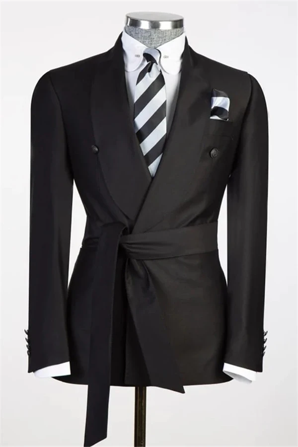 Demetrius New Arrival Black Double Breasted Close Fitting Men Suits