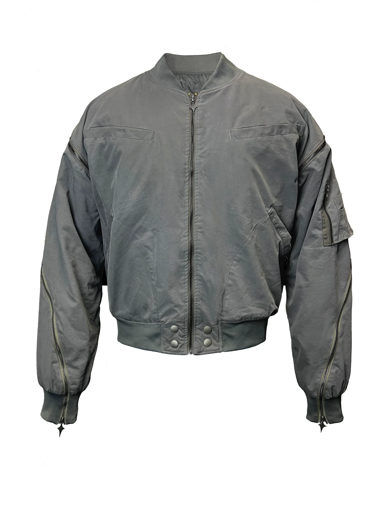 JCAESAR Cross Flight Jacket - Vintage Washed Cotton, Versatile Zipper Style