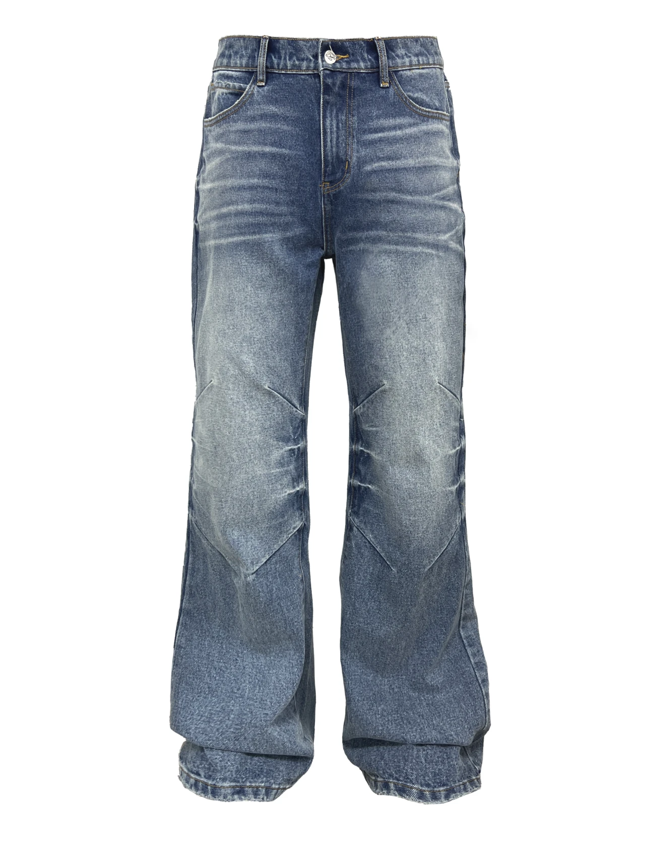 JCAESAR Jeans - Bone-Rubbed Distressing with Sculpted Wrinkle Design
