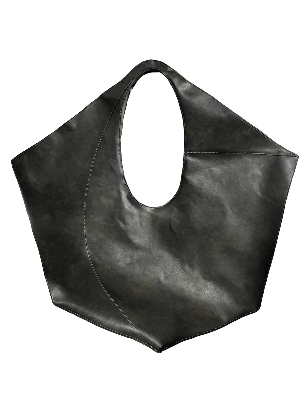 JCAESAR Bag - Sculpted Shield Silhouette from Distressed Eco Leather