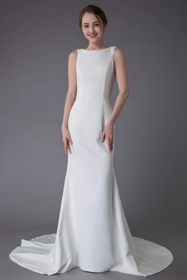 Gorgeous Wedding Dresses Ivory Sheath Simple Bridal Dress Cowl Back ...