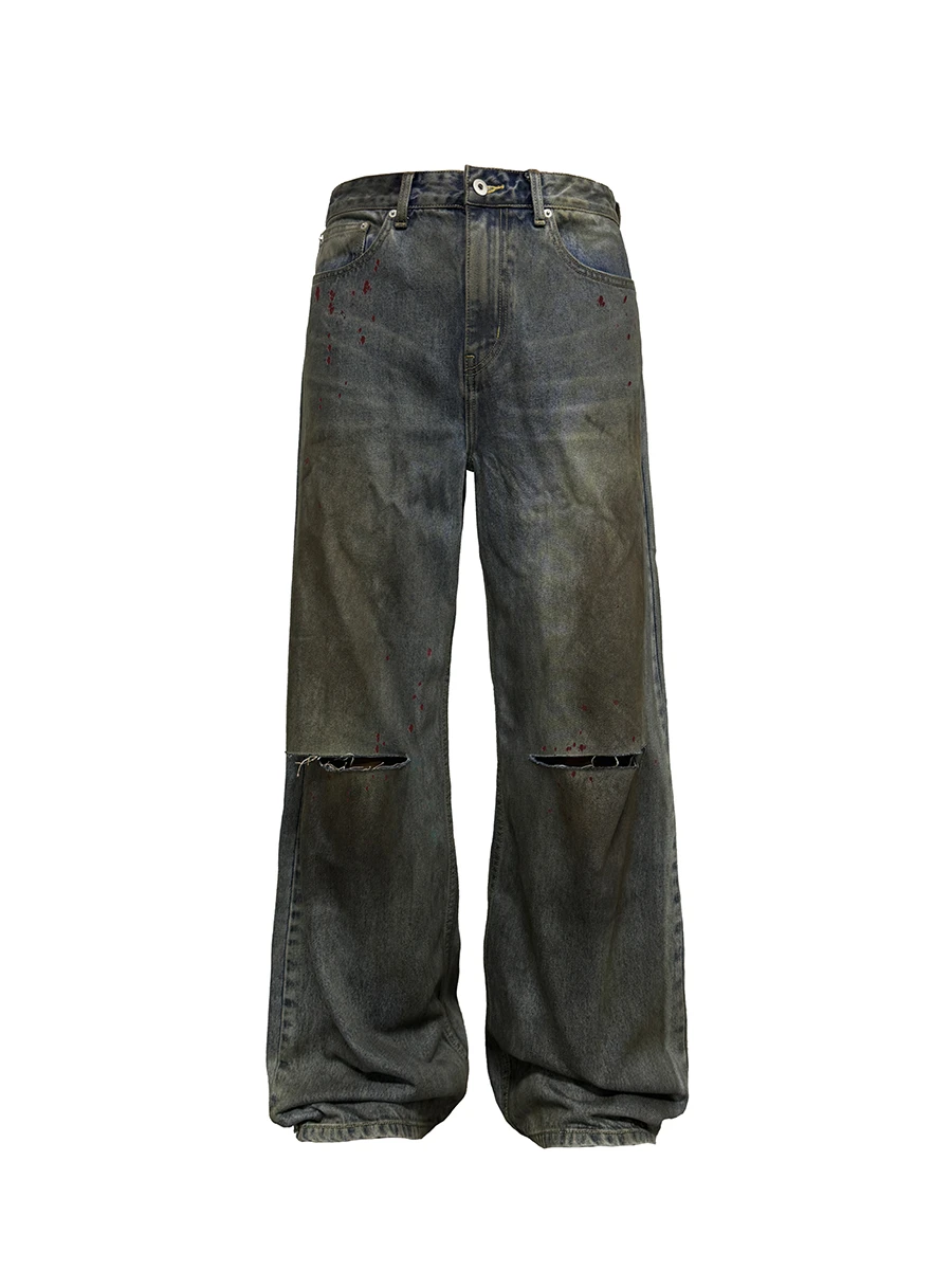 JCAESAR Bloodstain Knife Cut Denim Jeans