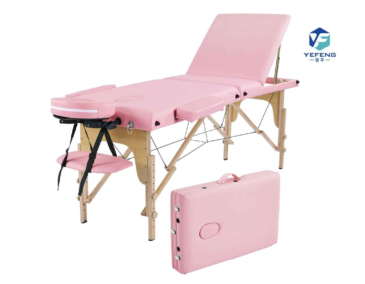 Lightweight Wooden Triple Fold Portable Foldable Massage Bed And Table