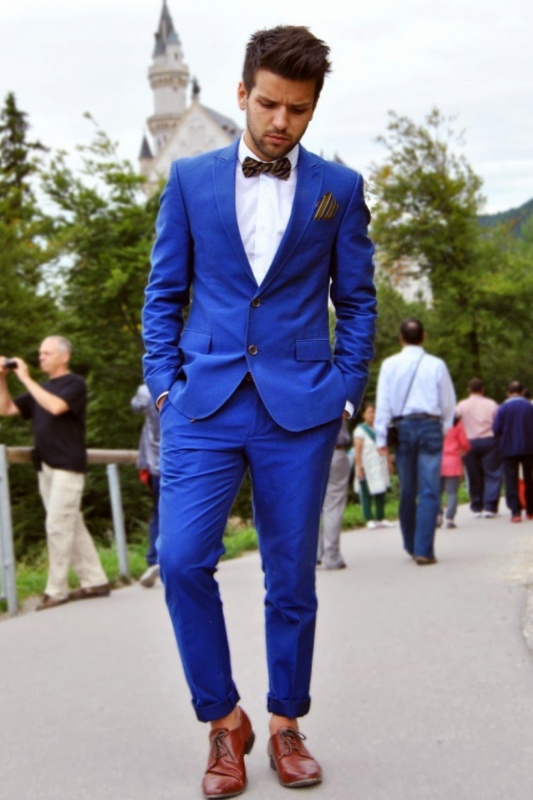 Max Royal Blue Peaked Lapel Prom Men Suits