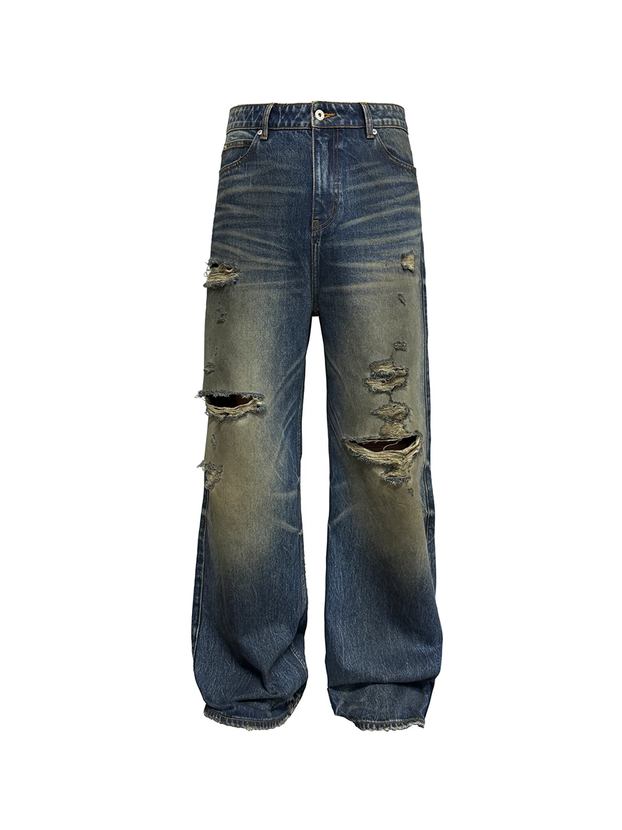 JCAESAR Dark blue distressed denim jeans