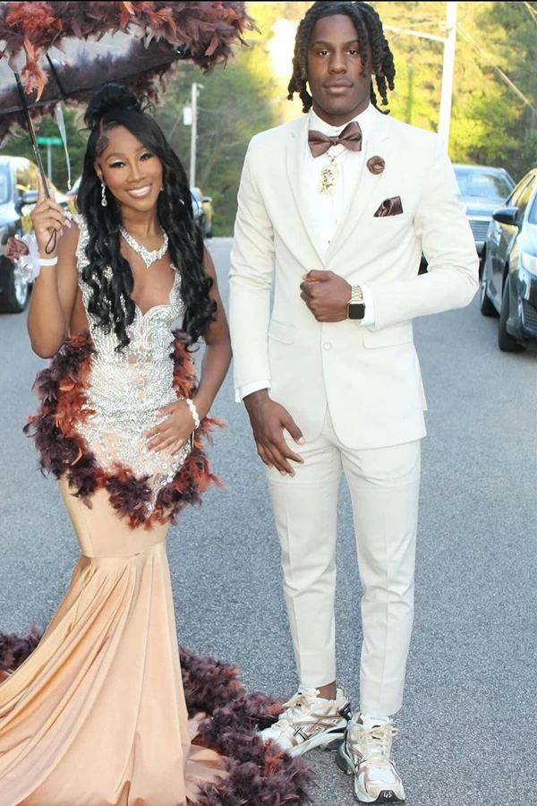 Samuel Pure White Two Pieces Simple Notched Lapel Prom Men Suits