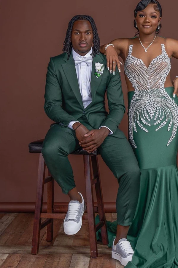 Edward Modern Dark Green Two Pieces Bespoke Prom Men Suits