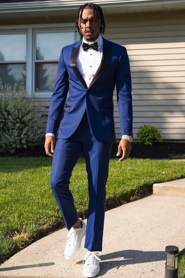 Elliott Dark Blue Two Pieces One Button Slim Fit Bespoke Prom Men Suits