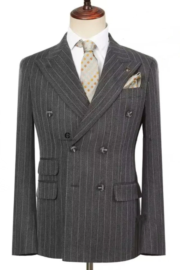 Woodrow Popular Double Breasted Dark Gray Men's Business Suit for Formal