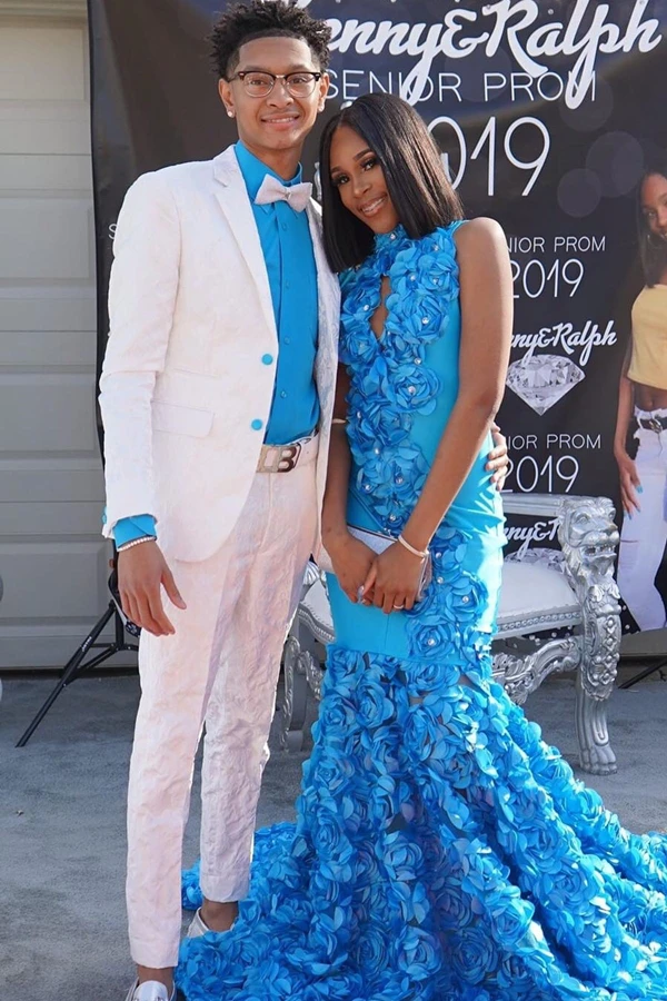 Glamorous White Jacquard Two Pieces Slim Fit Prom Outfits