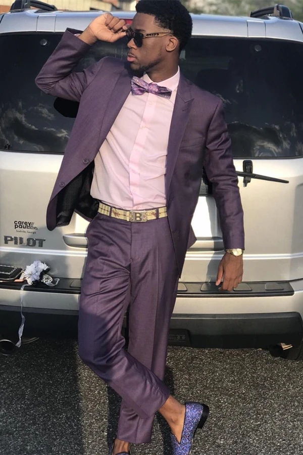 Cool Purple Bespoke Close Fitting Prom Suit for Men